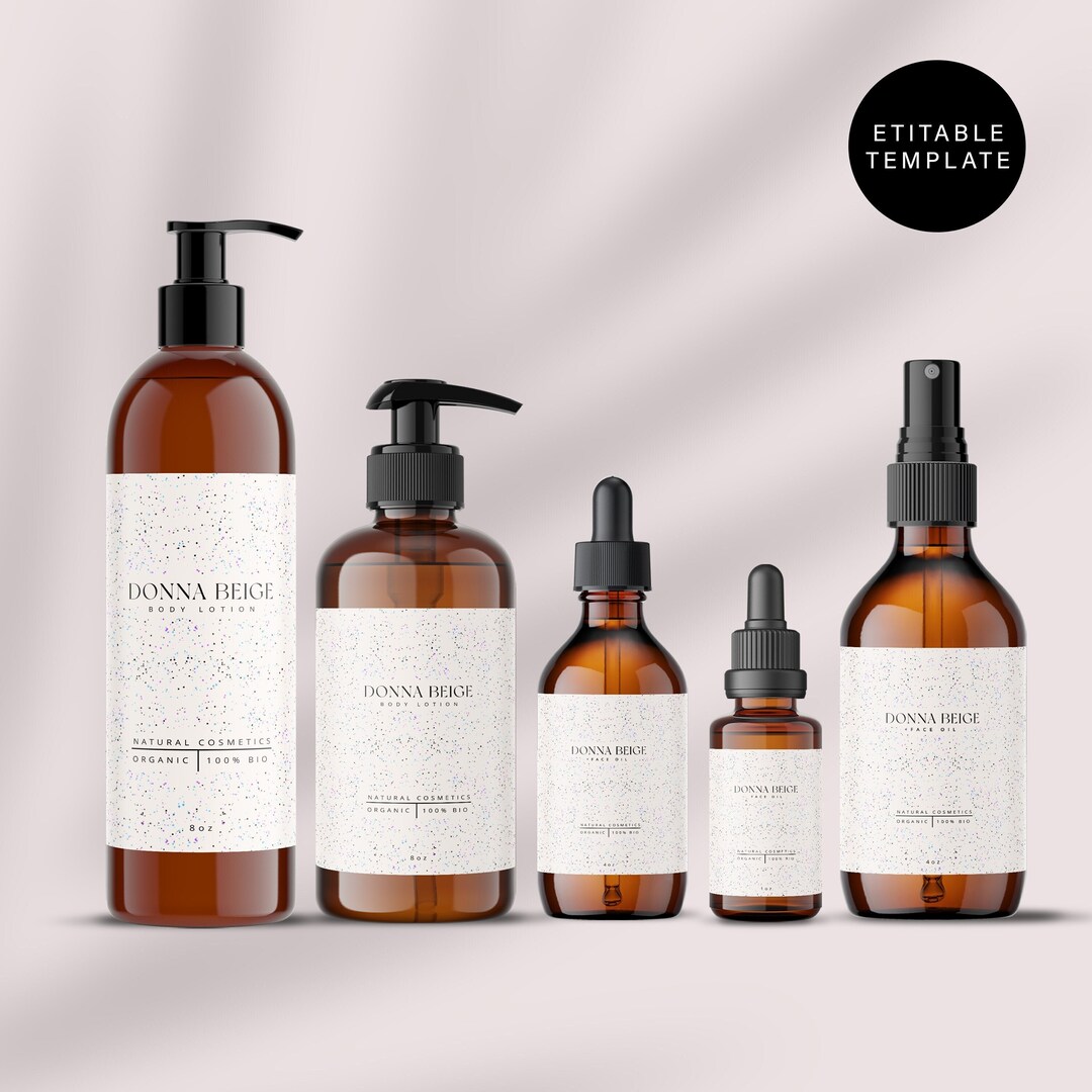 Editable Cosmetic Label Template, Custom Beauty Product Design, 1oz ...