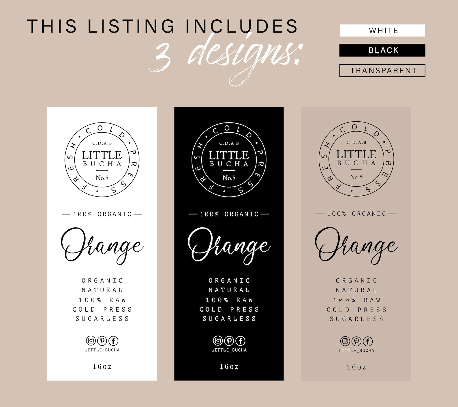Editable Juice Bottle Label Template, Cold Pressed Label Design ...