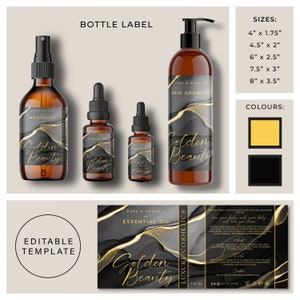 Custom Label Template, Editable Product Label, Stylish Dropper Essential Oil Label Design, DIY ...
