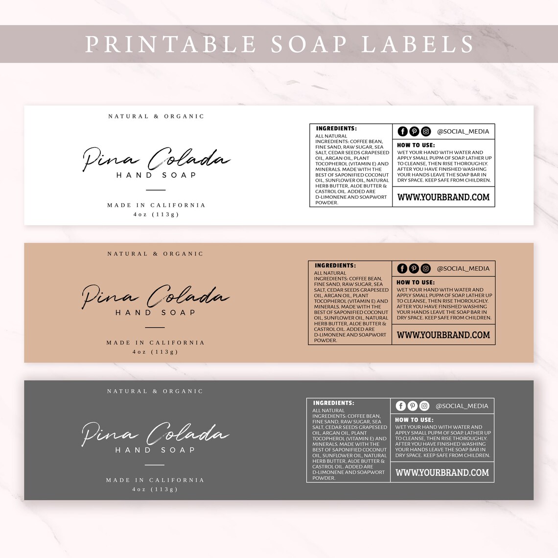 Printable Soap Label Template Editable Bar Soap Label Design - Etsy