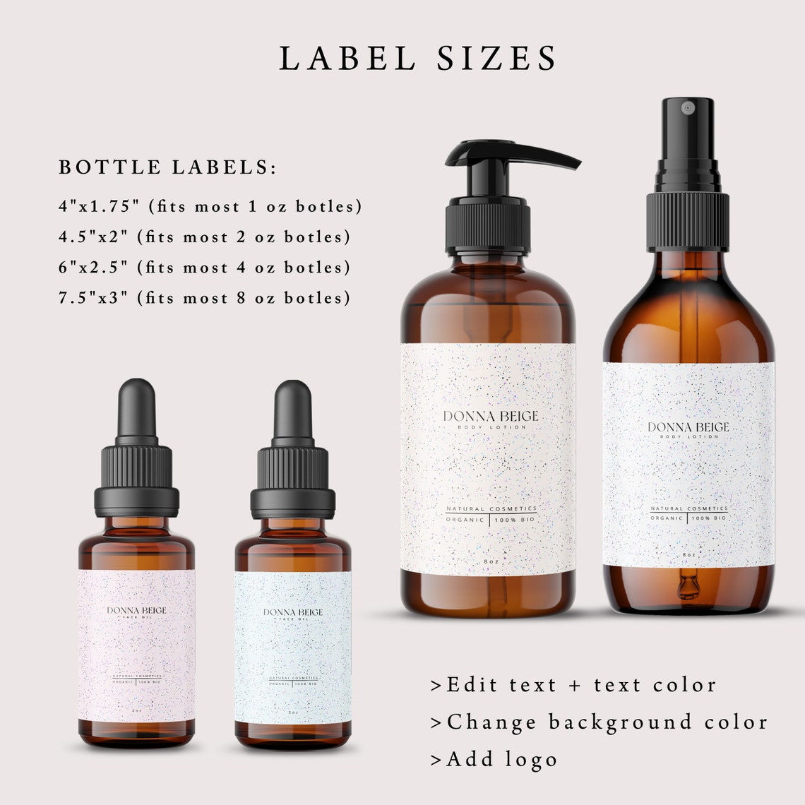 Editable Cosmetic Label Template Custom Beauty Product - Etsy