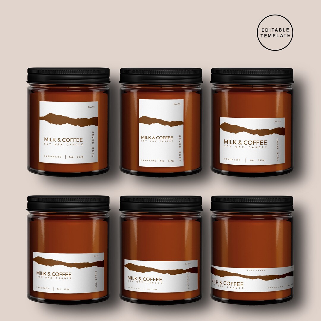 Modern Editable Candle Label Template, Customizable Candle Jar Label ...