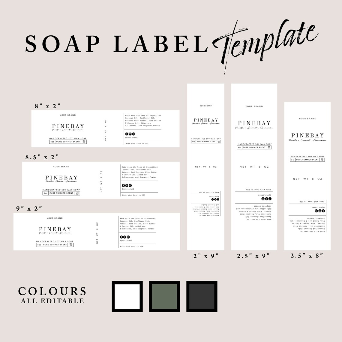 Editable Soap Label Template Printable Soap Label Soap | Etsy
