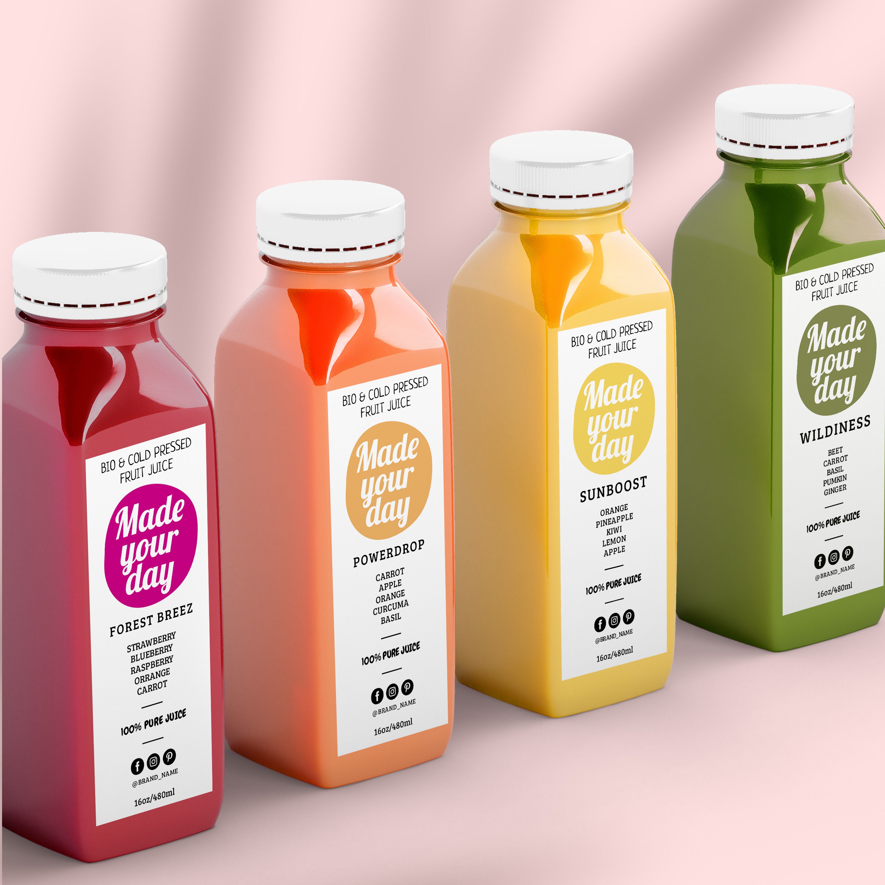 Editable Juice Bottle Label Template, Cold Pressed Label Sticker Design ...