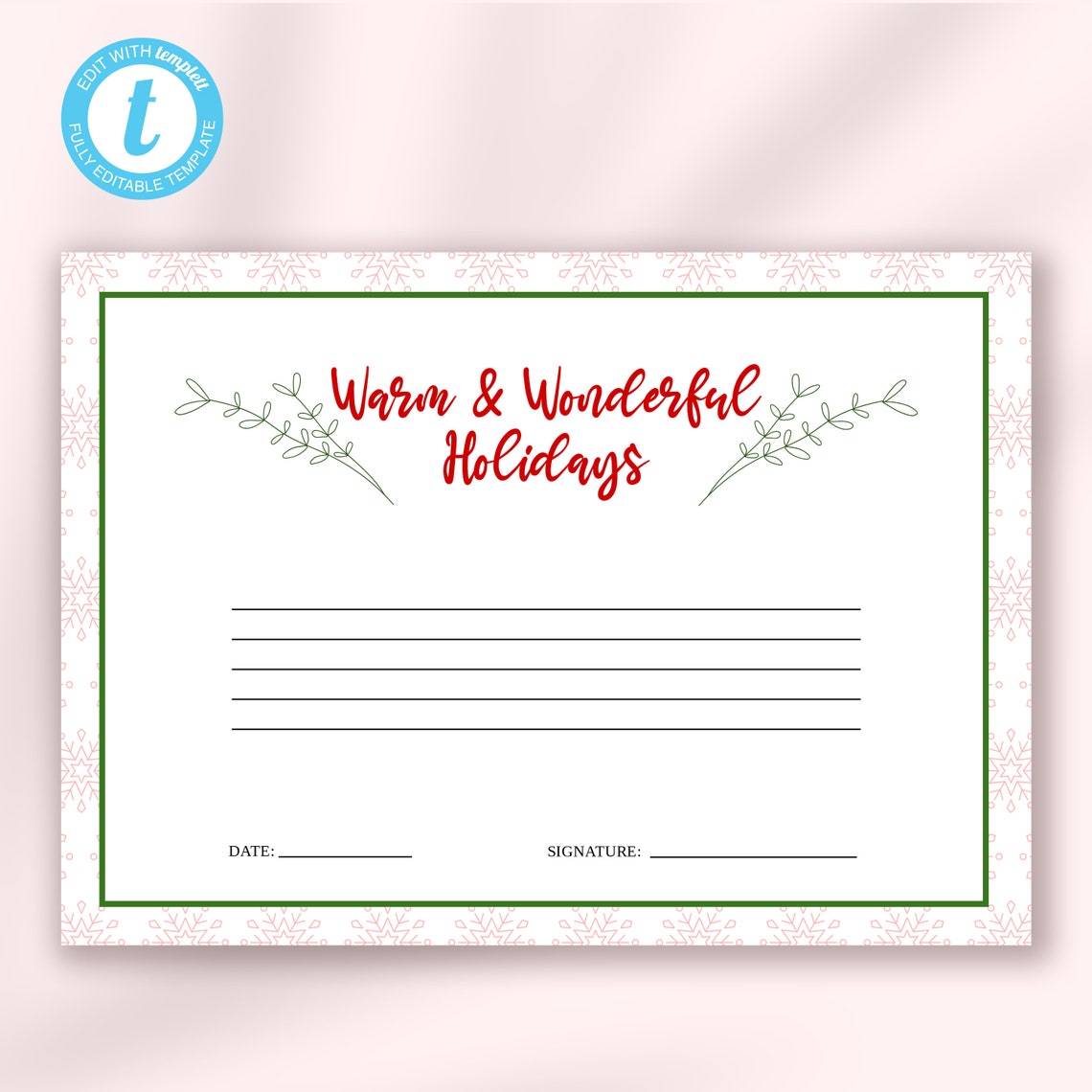 Editable Holiday Card Template Printable Christmas Card Xmas | Etsy
