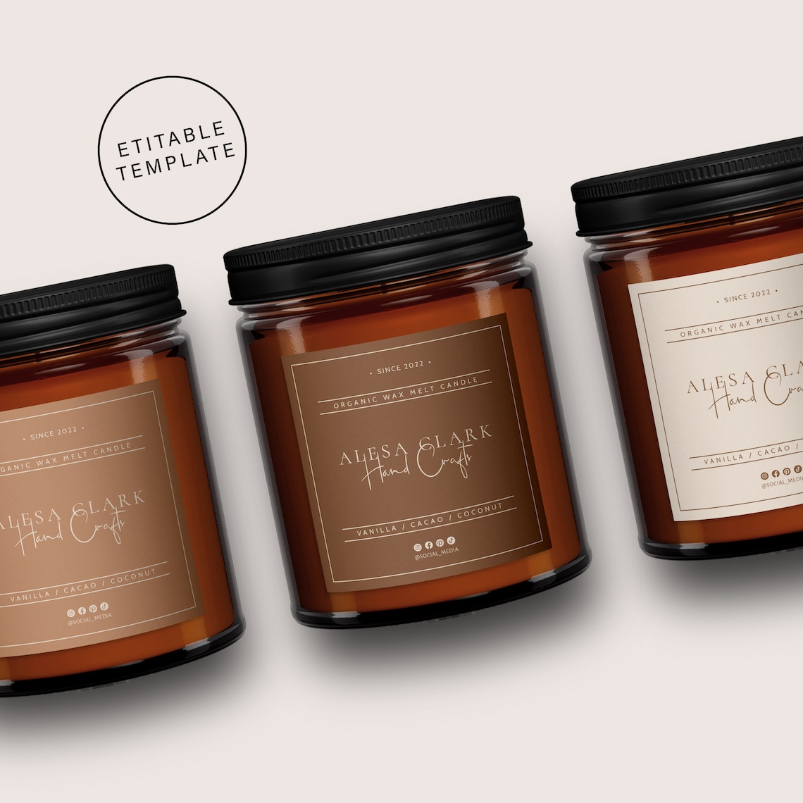 Editable Candle Label Template, DIY Candle Label, Modern Candle Label ...