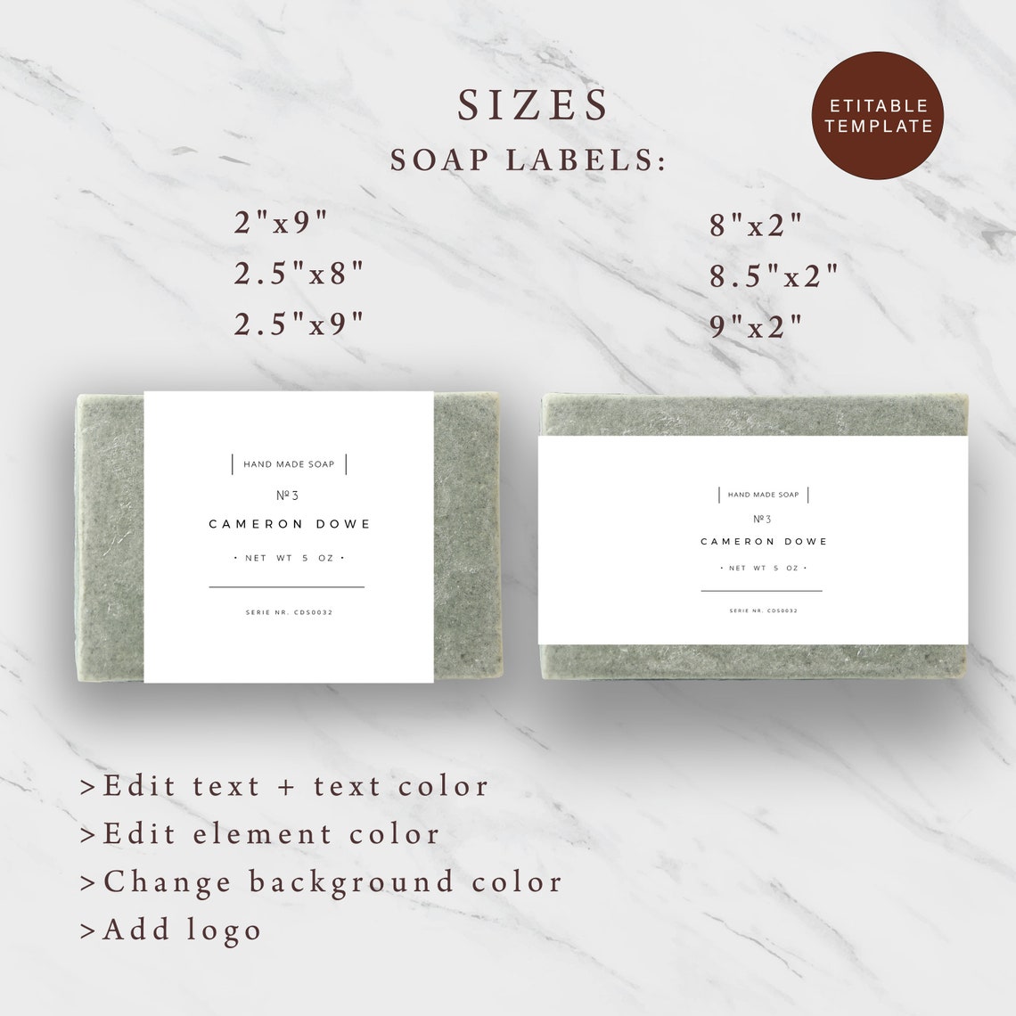 Printable Soap Label Editable Soap Label Template Custom | Etsy