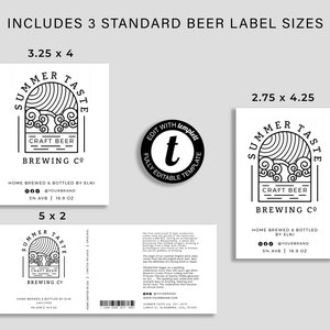 Editable Beer Label Template, Printable Beer Can Label, Custom Beer Bottle Label Design, Home ...