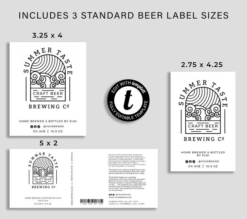 Editable Beer Label Template Printable Beer Can Label Custom - Etsy UK