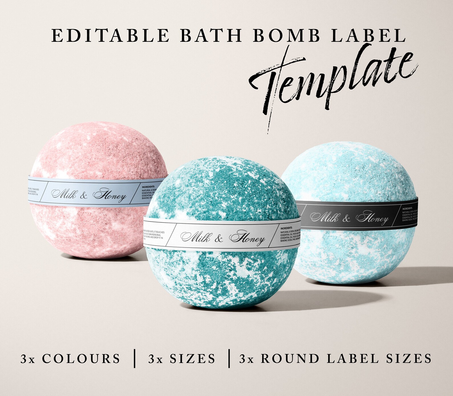 Editable Bath Bomb Label Template, Wrap Around Bath Soap Label, Custom ...