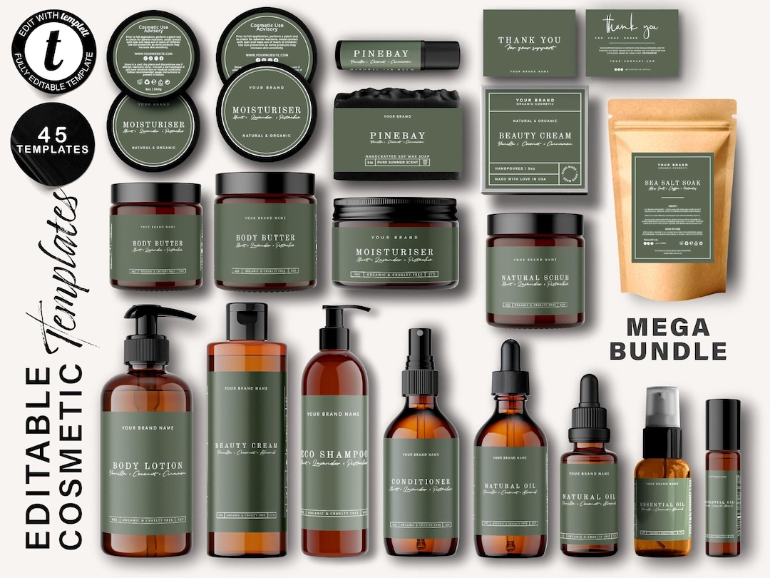 Editable Cosmetic Labels Templates, Custom Body Product Label, DIY ...