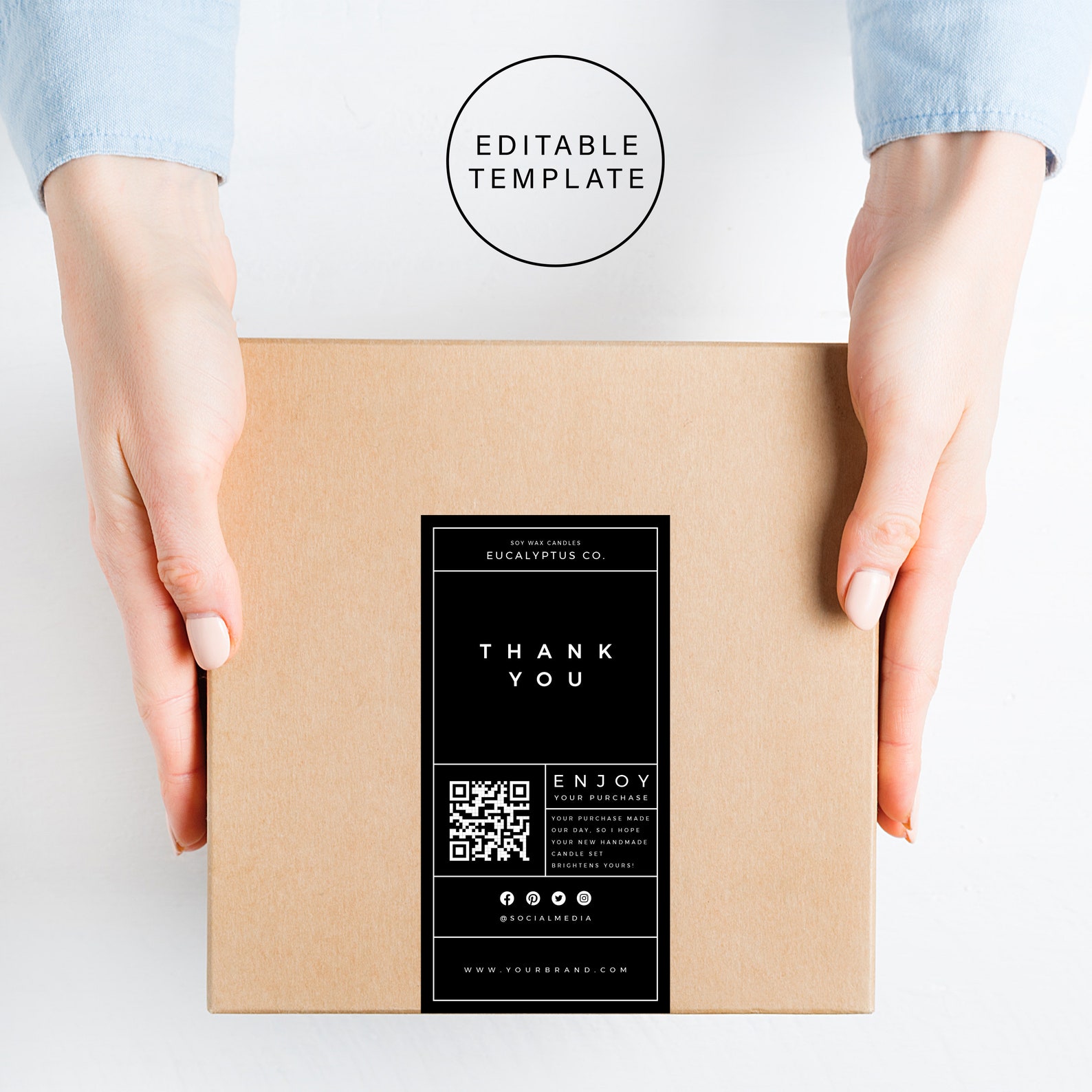 Editable Box Seal Label, Box Sticker Template, Box Packaging Sticker ...