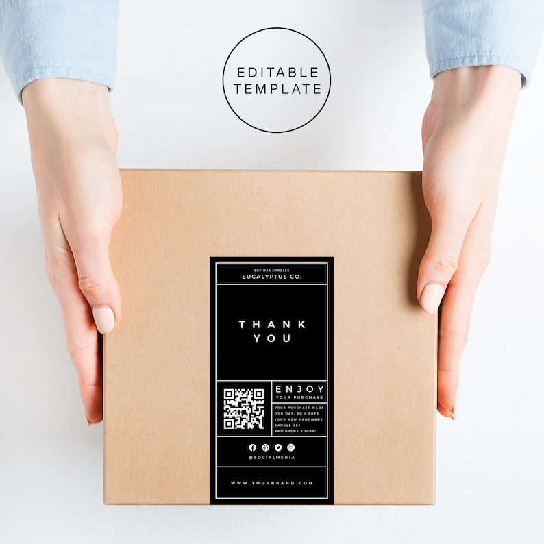 Editable Box Seal Label, Box Sticker Template, Box Packaging Sticker ...