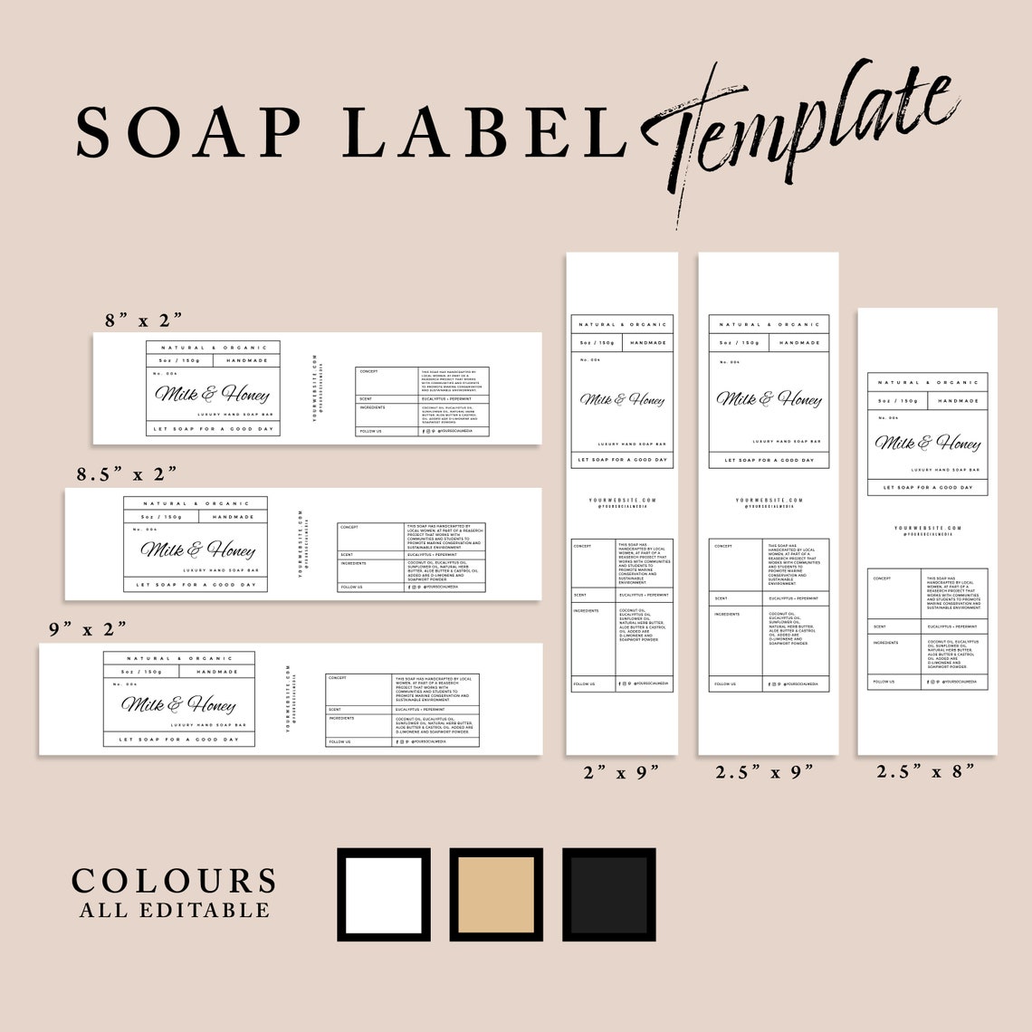 Editable Soap Label Template Printable Soap Label DIY Soap | Etsy