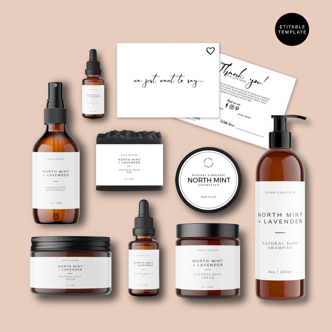 Editable Cosmetic Label Template Customisable Beauty Product - Etsy