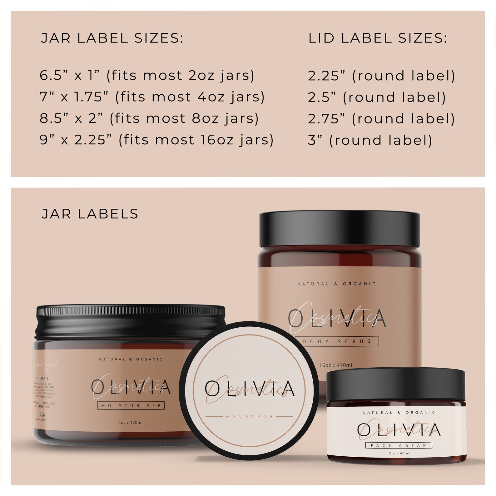 Modern Cosmetic Jar Label Template Editable Body Butter - Etsy