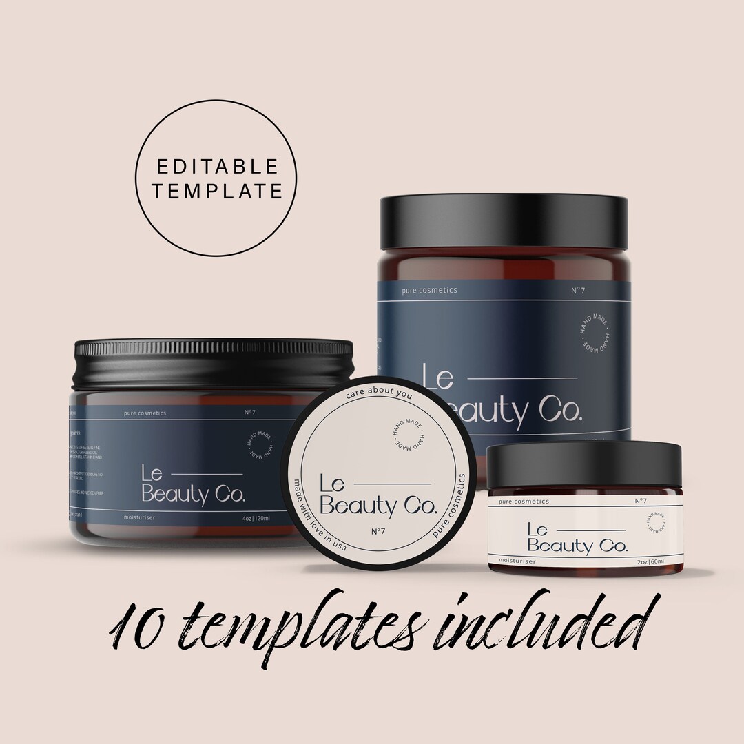 Editable Cosmetic Jar Label Template, Printable Wrap Around Beauty ...