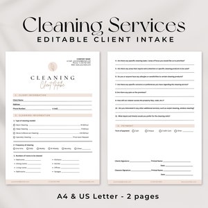 Editable Cleaning Services Agreement Contract BUNDLE, 6 Editable Cleaning Service Forms, House ...