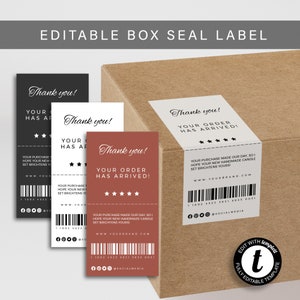Editable Box Label Template, Box Packaging Sticker, Printable Box Seal ...