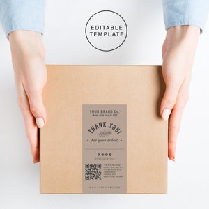 Editable Box Seal Label Template: Modern Packaging Sticker (digital ...