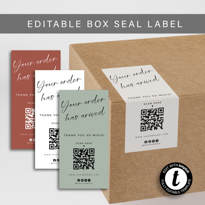 Editable Box Seal Label Box Sticker Template Box Packaging - Etsy
