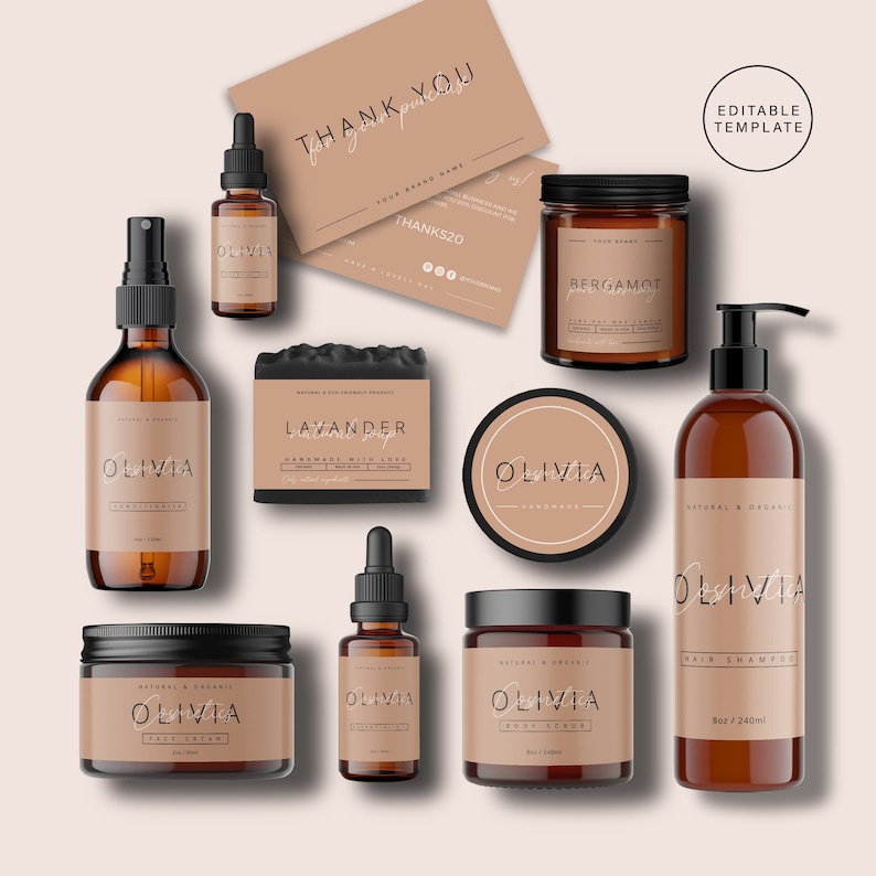 Editable Skincare Product Label Template, Cosmetic Packaging Labels ...