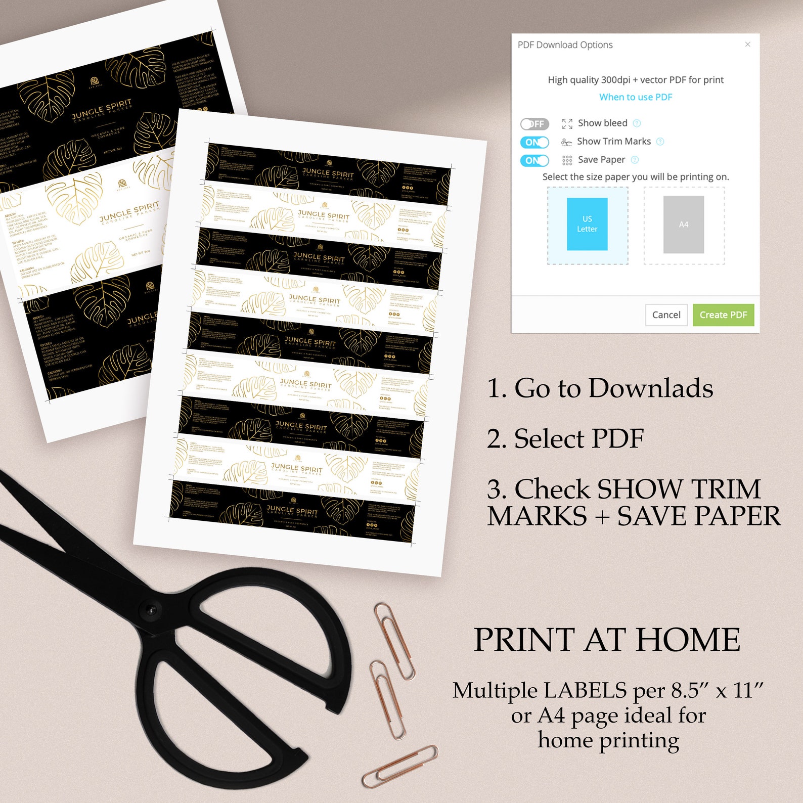 Editable Beauty Label Template, DIY Cosmetic Label Templates, 1oz 2oz ...