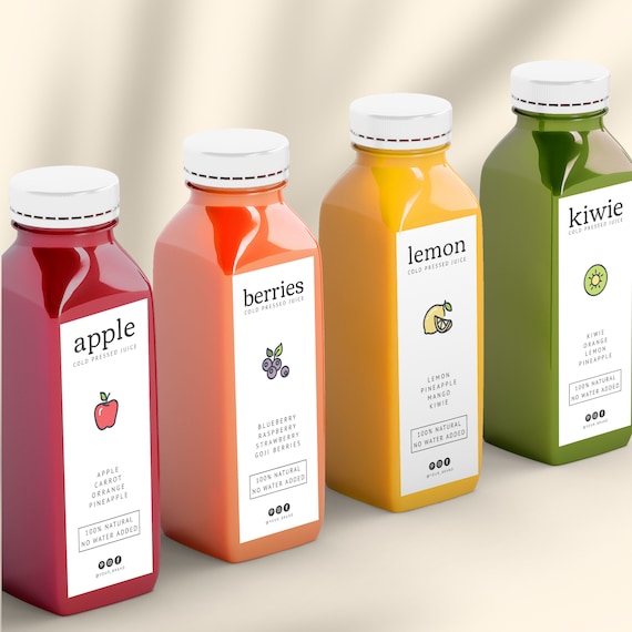 Editable Juice Bottle Label Template Juice Label Sticker | Etsy Canada