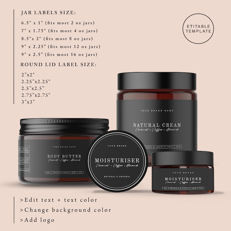 Editable Cosmetic Label Template Customisable Beauty Product - Etsy