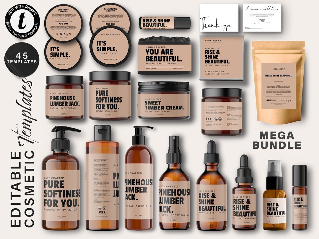 Editable Cosmetic Labels Templates, Custom Body Product Labels ...
