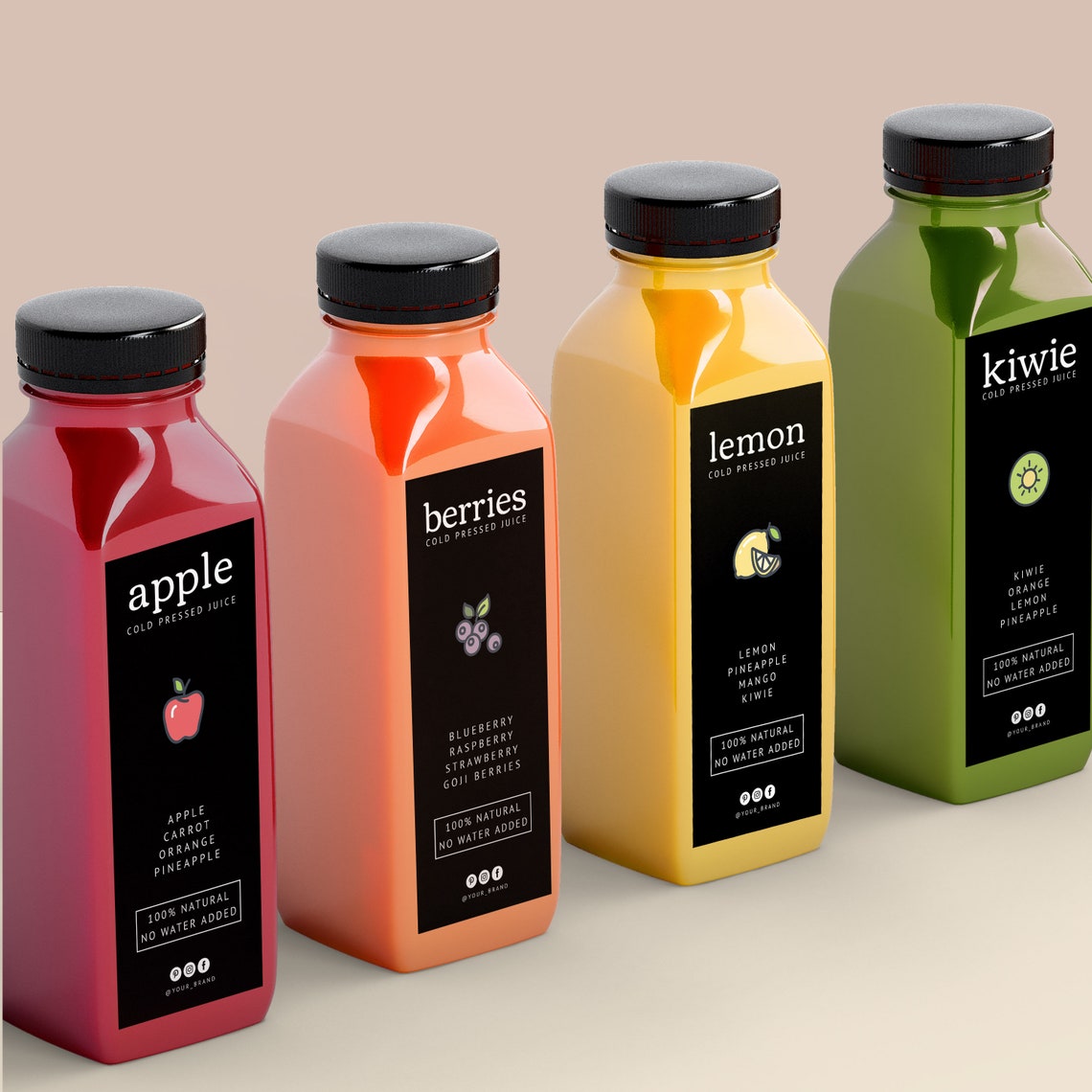 Editable Juice Bottle Label Template, Juice Label Sticker Design, 8oz ...