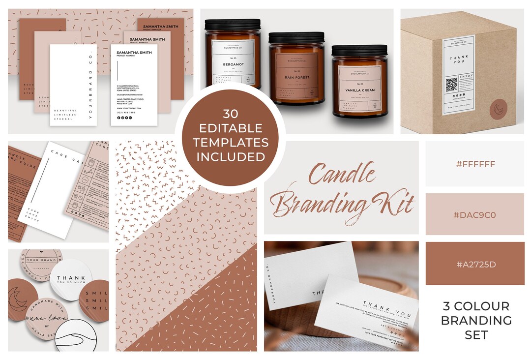 Editable Candle Business Branding Bundle, Candle Branding Kit, Candle ...