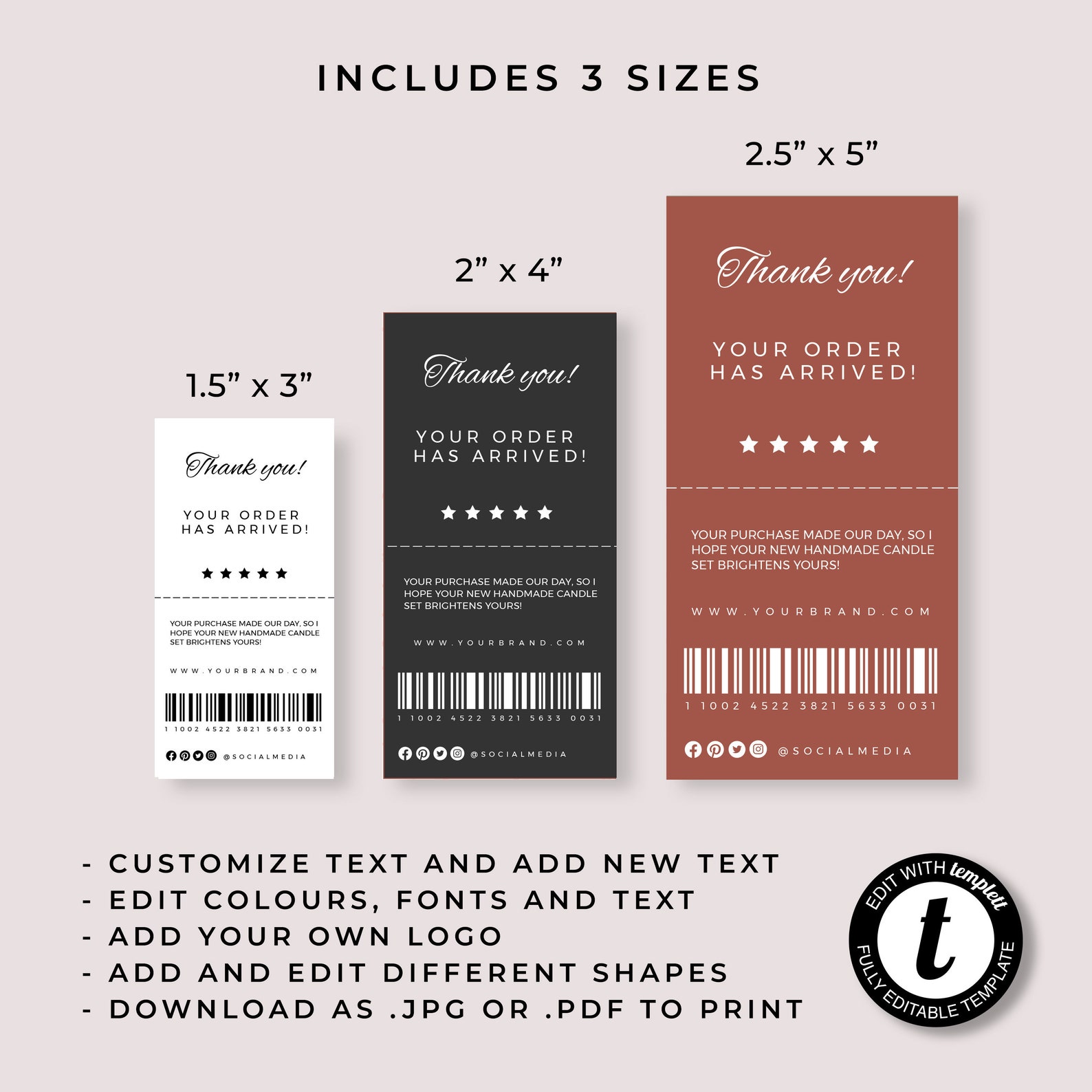 Editable Box Label Template, Box Packaging Sticker, Printable Box Seal ...