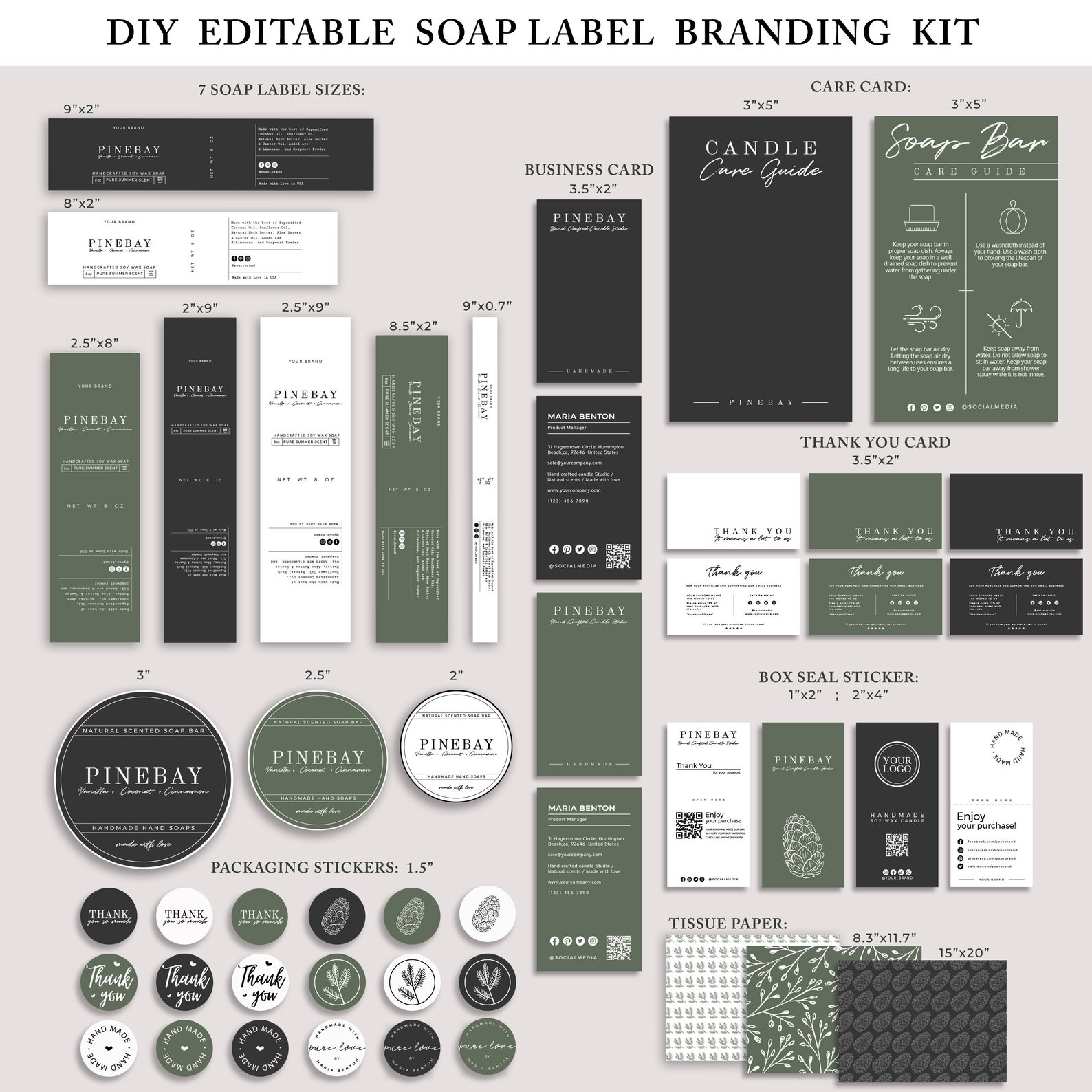 Editable Soap Business Branding Kit Soap Branding Bundle DIY - Etsy