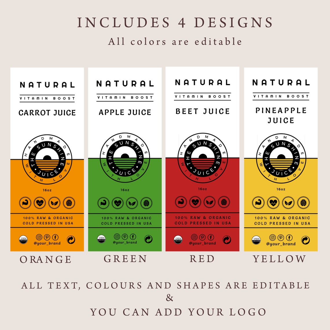 Editable Juice Bottle Label Template Printable Clear Juice - Etsy