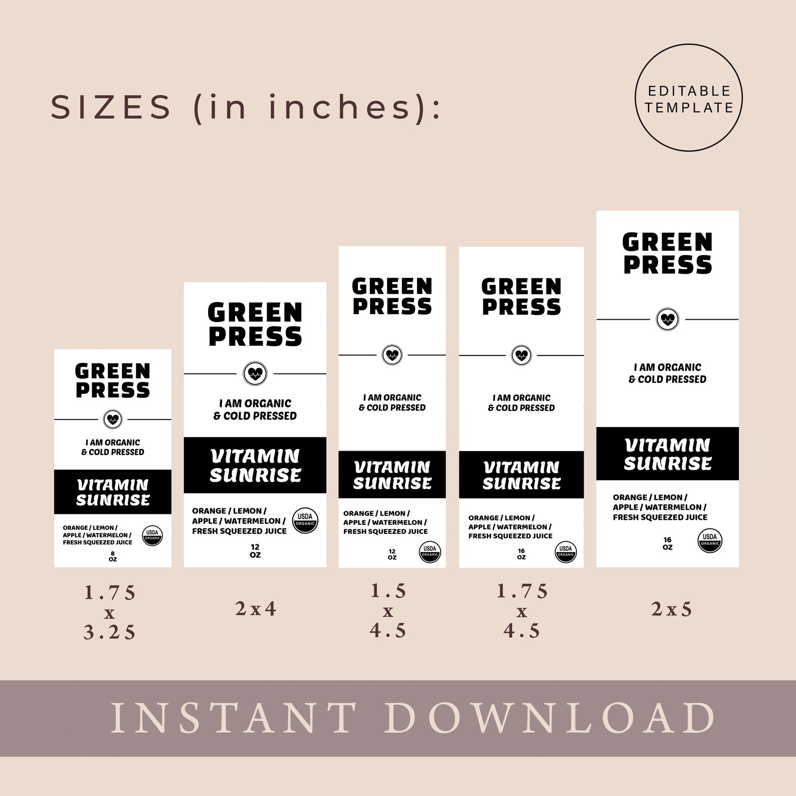 Editable Clear Juice Bottle Label Template, Modern Bottle Label Sticker ...