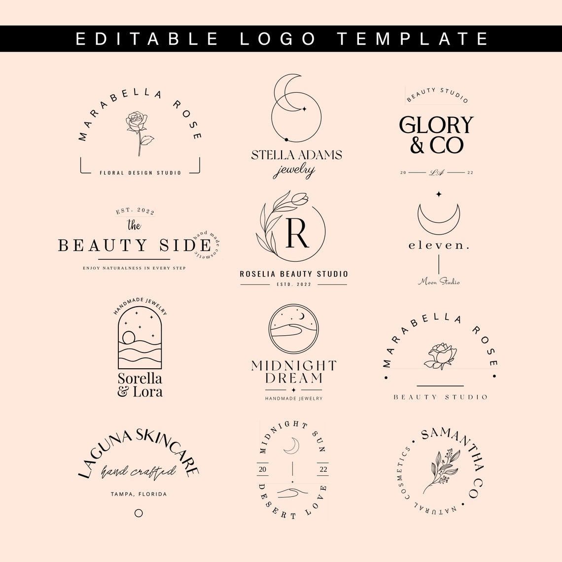 Editable Modern Logo Template 12 Custom Logo Designs DIY | Etsy