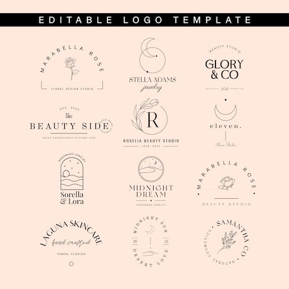 Editable Modern Logo Template 12 Custom Logo Designs DIY - Etsy