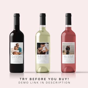 Editable Wine Label Template With Photo, Custom Photo Wine Label ...