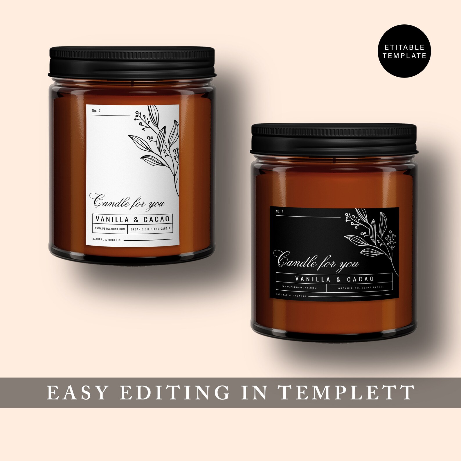 Modern Candle Label Template Customizable Candle Jar Label - Etsy