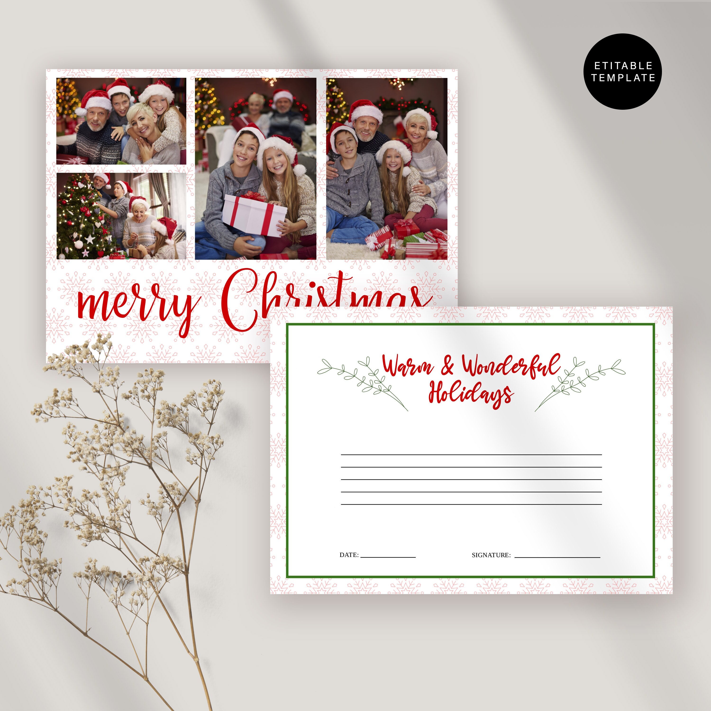 Editable Holiday Card Template Printable Christmas Card Xmas | Etsy
