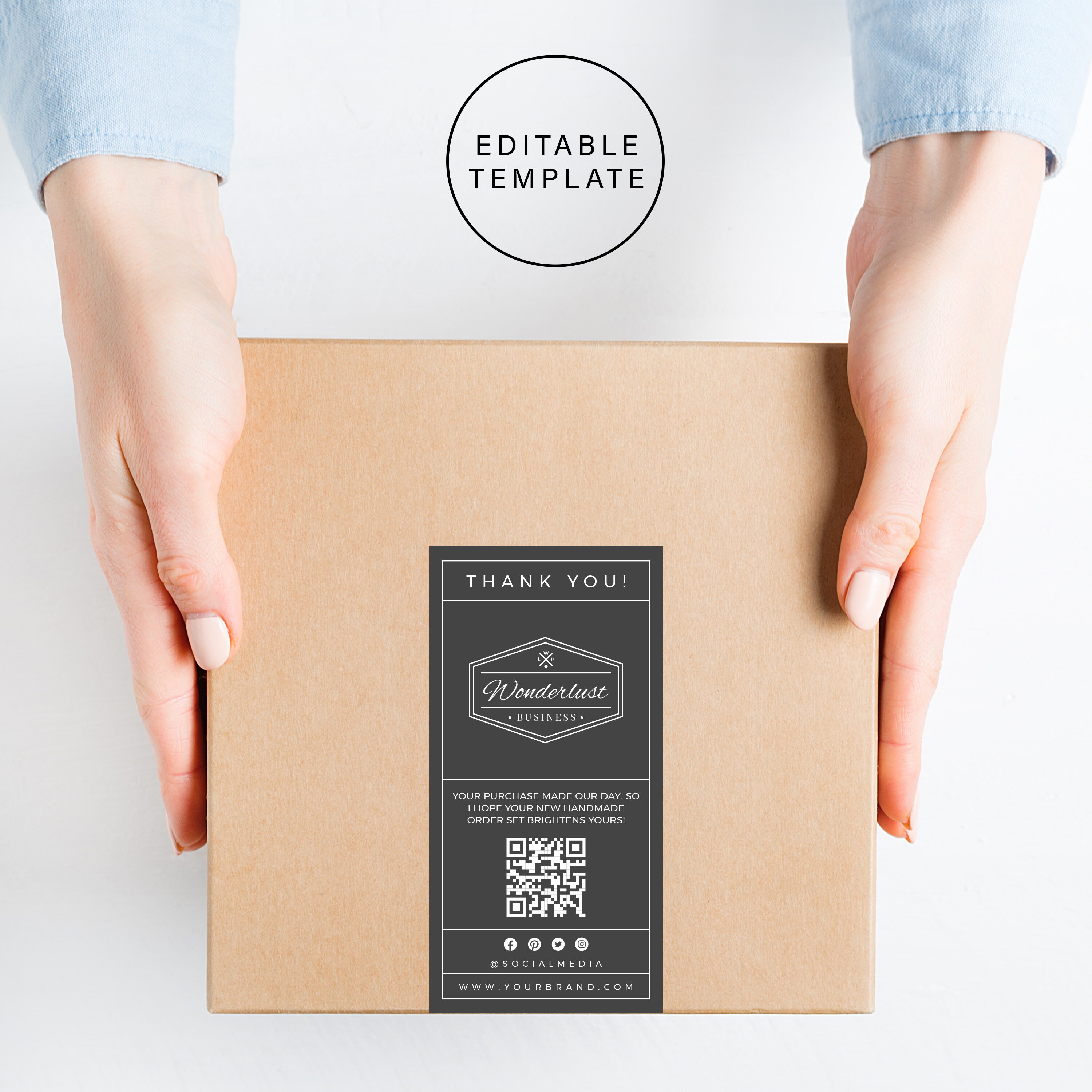 Editable Box Label Template, Custom Packaging Stickers, Shipping Label ...