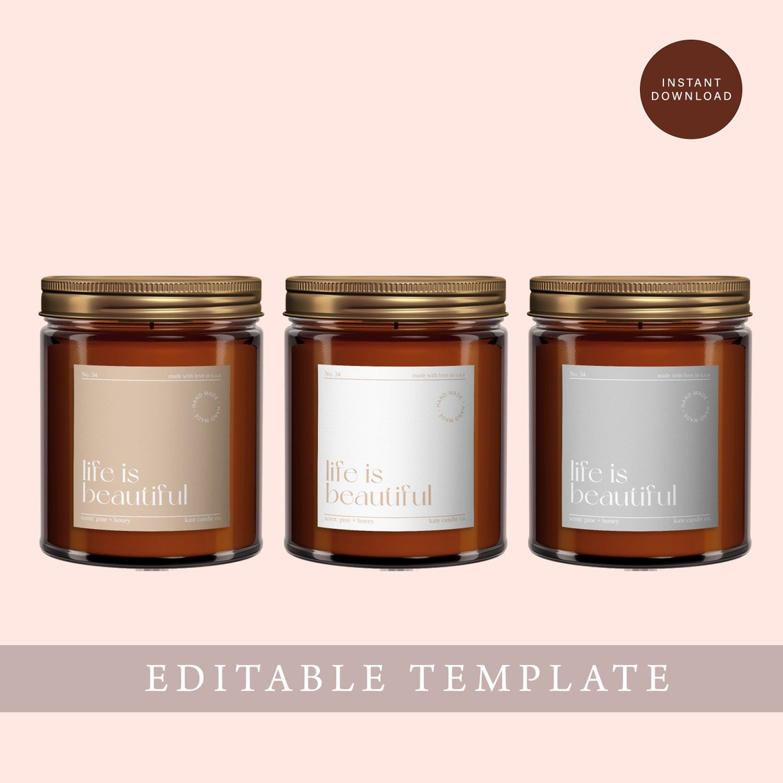 Editable Candle Label Template DIY Candle Label Modern - Etsy