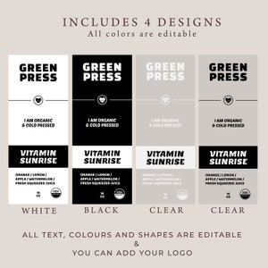 Editable Juice Bottle Label Template for Drinks, Beverage Packaging ...