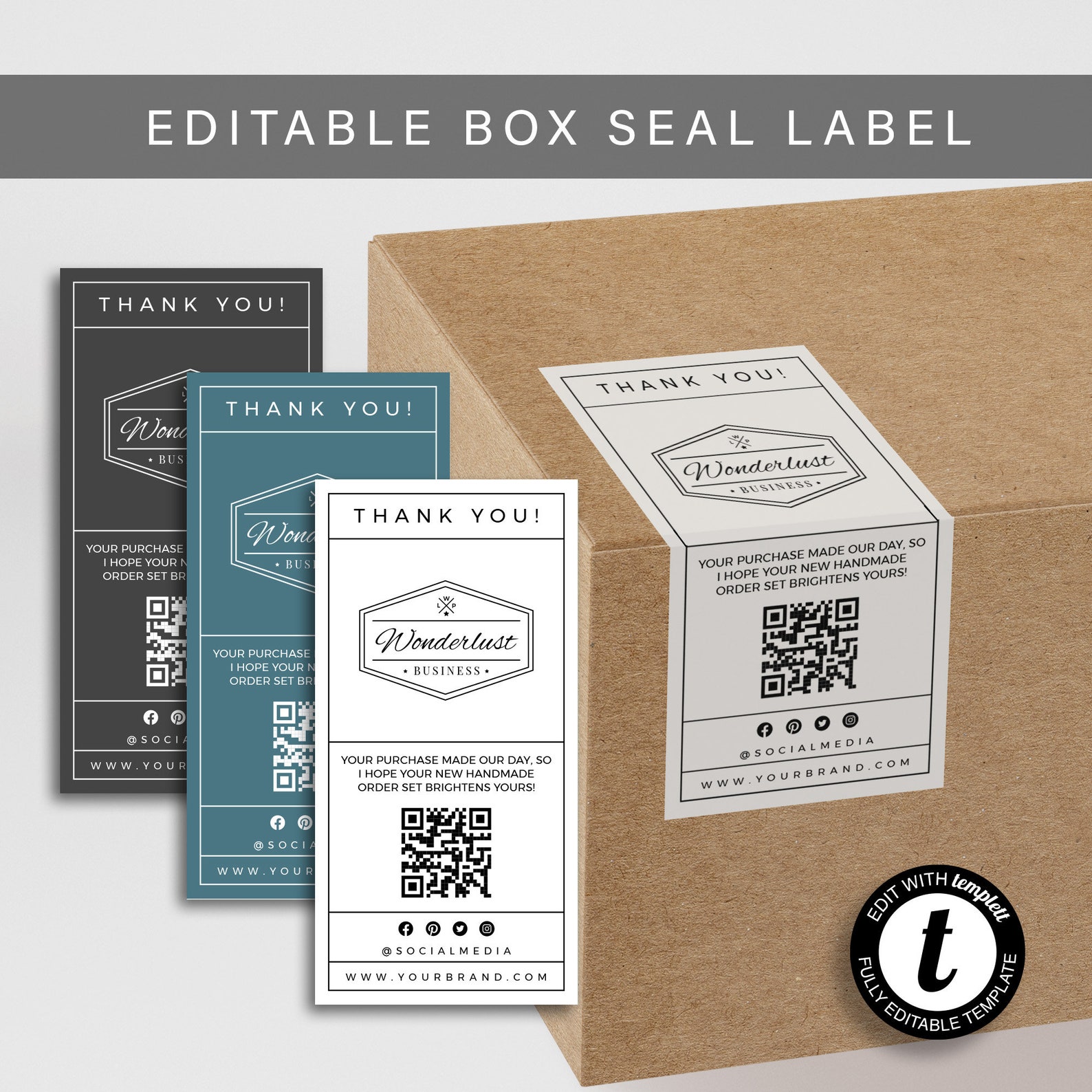 Box Label Template, Editable Packaging Labels, Order Packaging Stickers ...