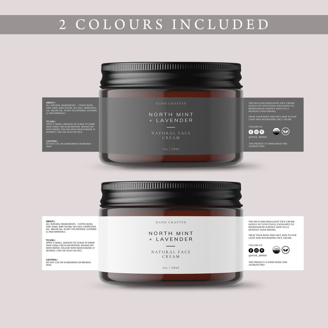 Editable Cosmetic Jar Label Template / Skincare Product Label Design ...