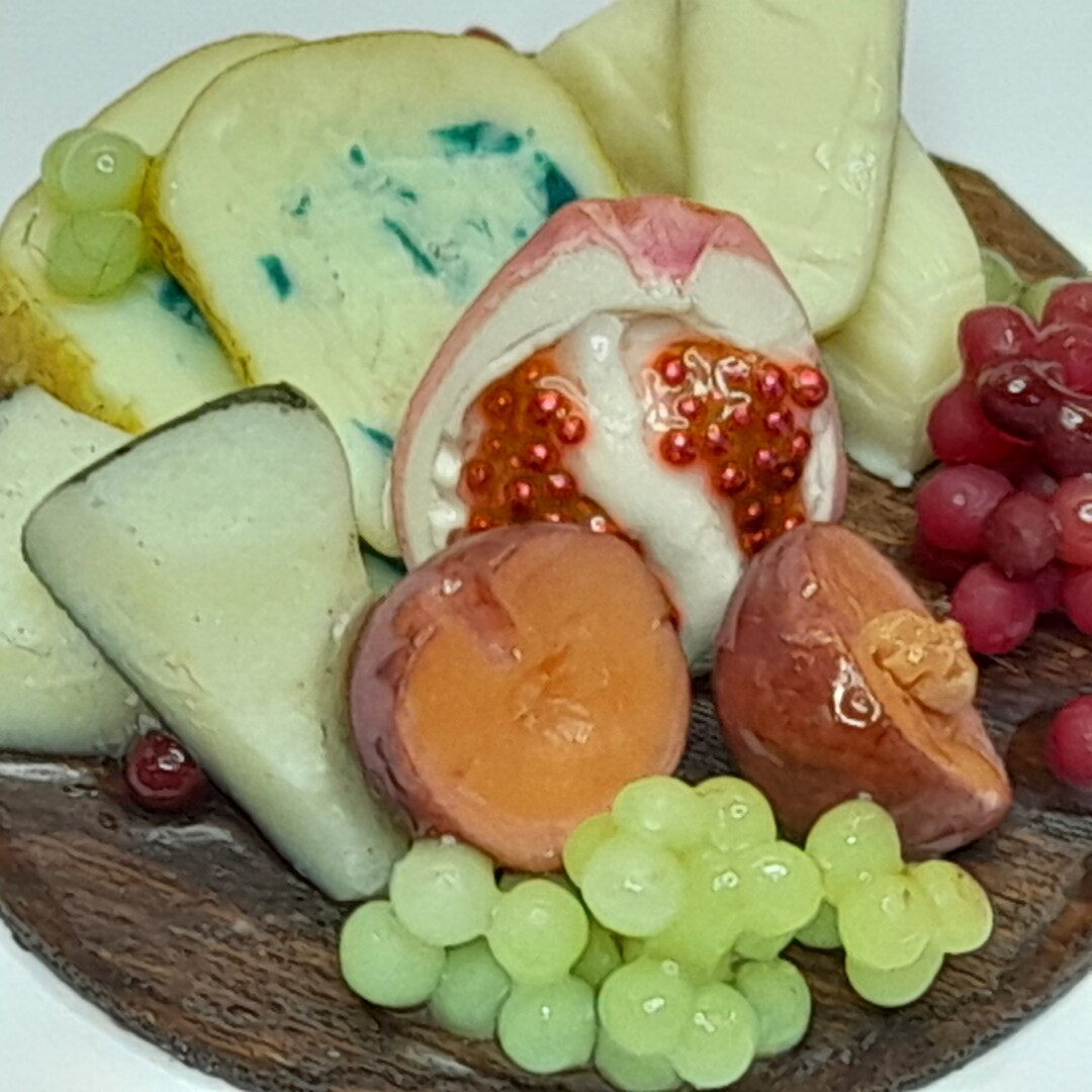 Miniature Tudor Cheese & Fruit Board Dolls House Food Handmade 1/12 ...
