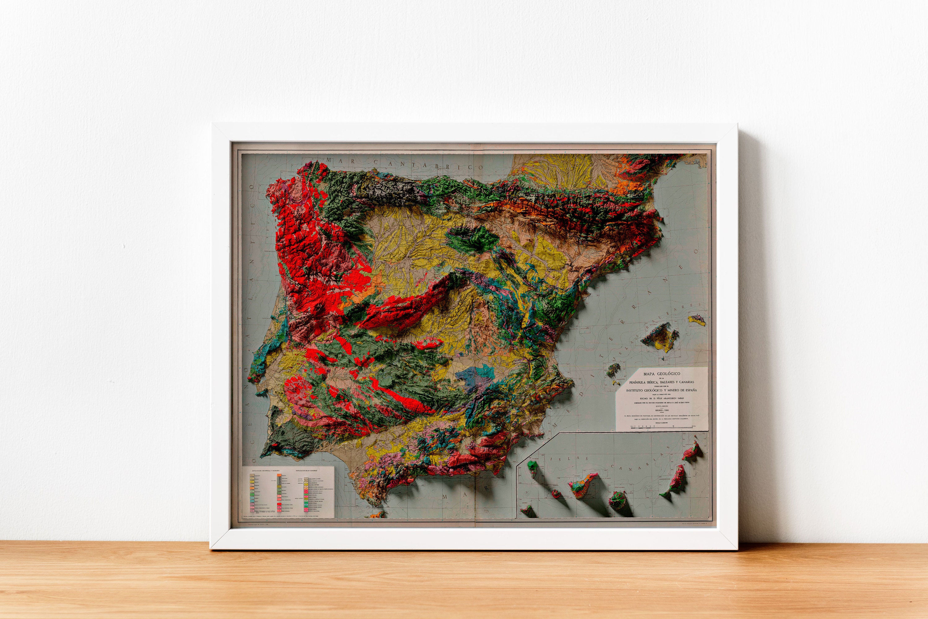 Geological Map of the Iberian Peninsula, Balearic and Canary Islands 3D ...