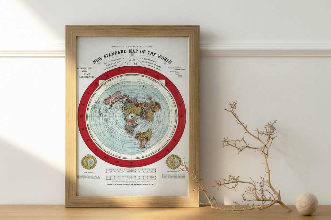 Flat Earth Map Gleason's New Standard Map of the World - Etsy