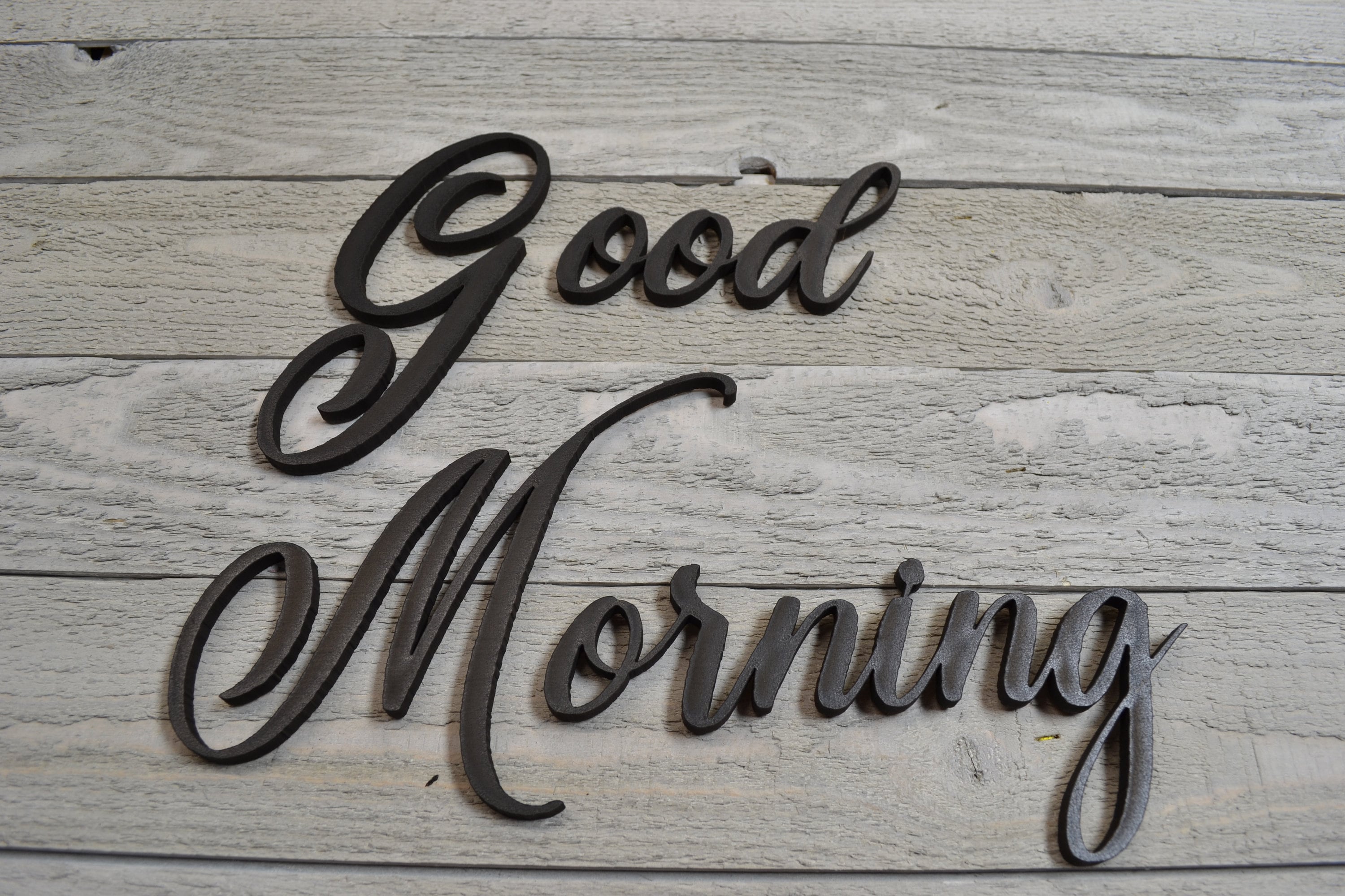 Good Morning Word Sign, Cursive Word Sign, Bedroom Decor, Guestroom ...